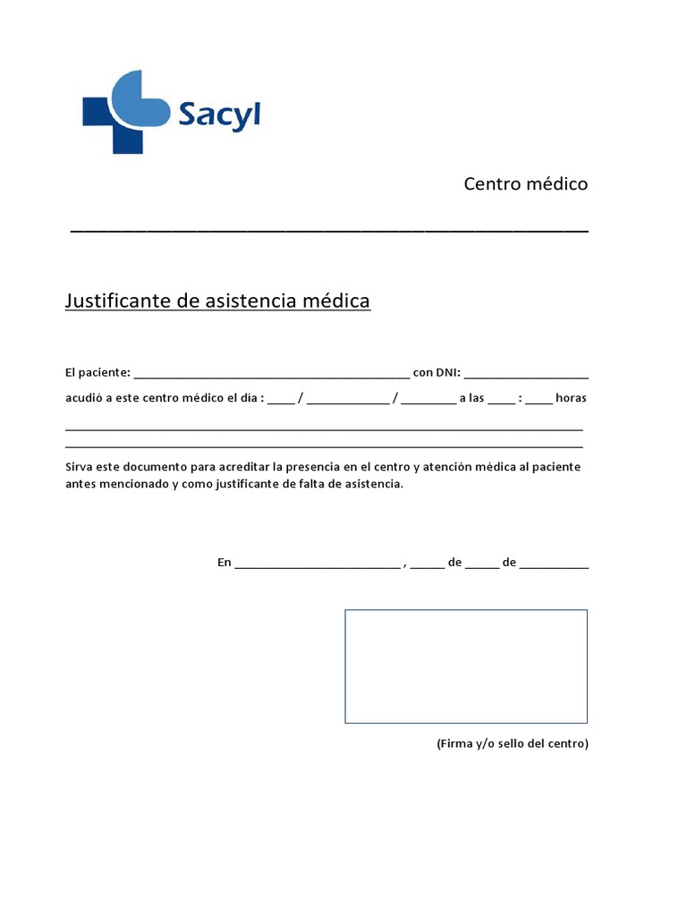 Justificante Médico De Asistencia Pdf