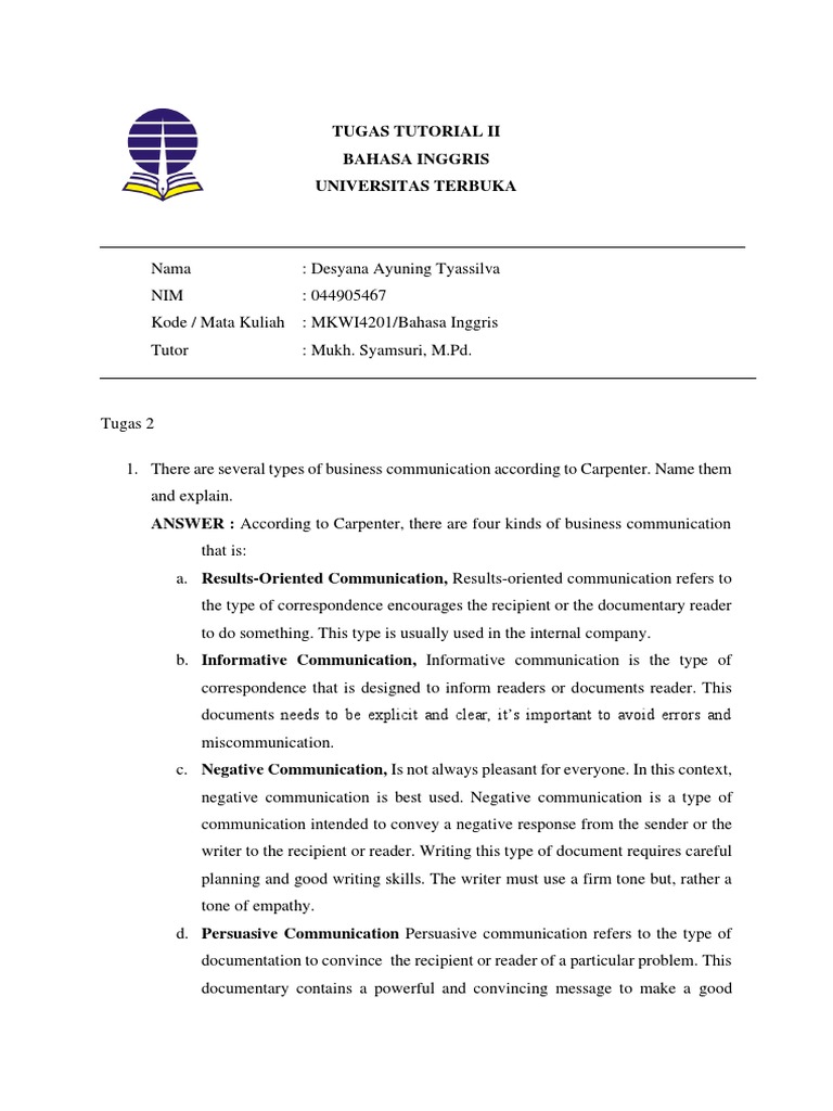 Business Communication Types and Examples | PDF | Communication ...