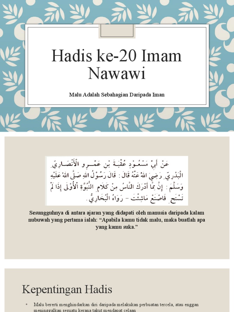Hadis #20 Imam Nawawi | PDF