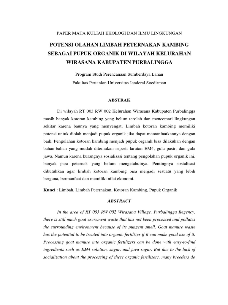 Paper Mata Kuliah Ekologi Dan Ilmu Lingkungan | PDF | Teknologi & Rekayasa