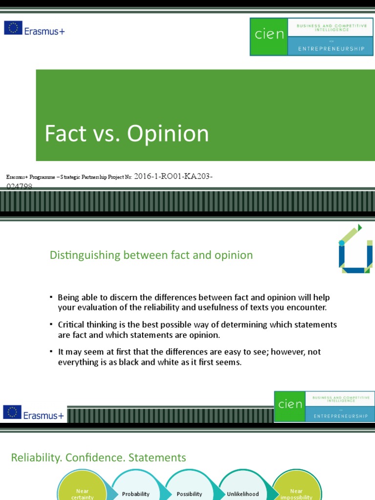 CIEN Fact Vs Opinion | PDF | Evidence | Causality