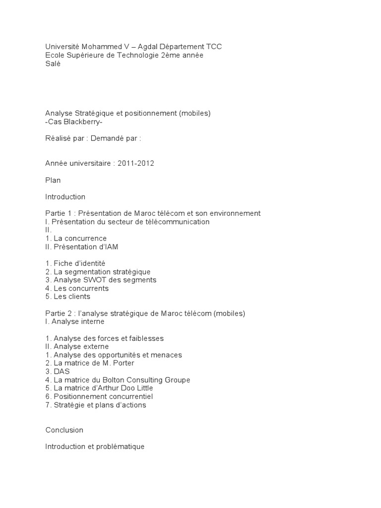 Strategie Marketing Maroc Telecom | PDF | Maroc | Télécommunications