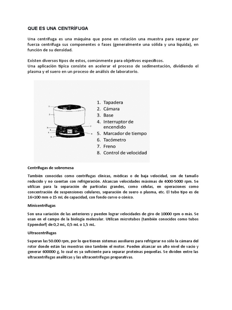 Que Es Una Centrífuga 1 | PDF | Centrífugo | Laboratorios