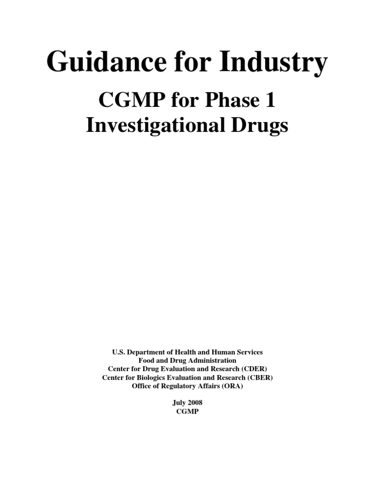CGMP for Phase I | Phases Of Clinical Research | Food And Drug ...