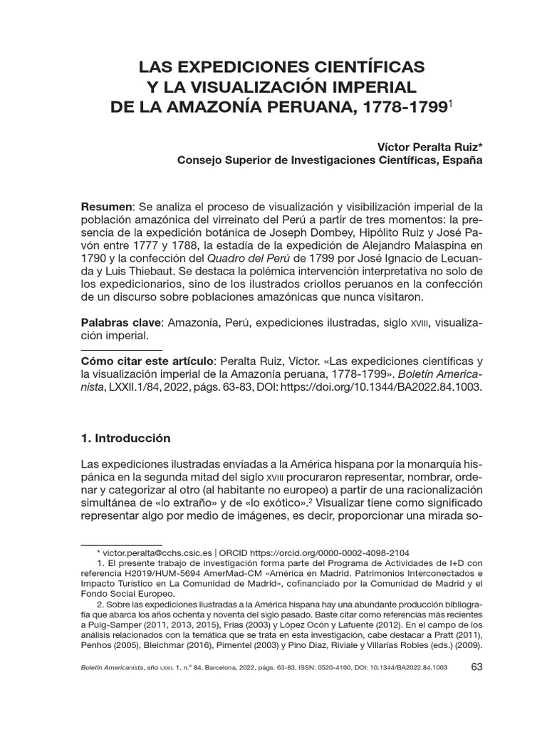 Las Expediciones Científicas y La Visualizacion Imperial de La Amazonia ...