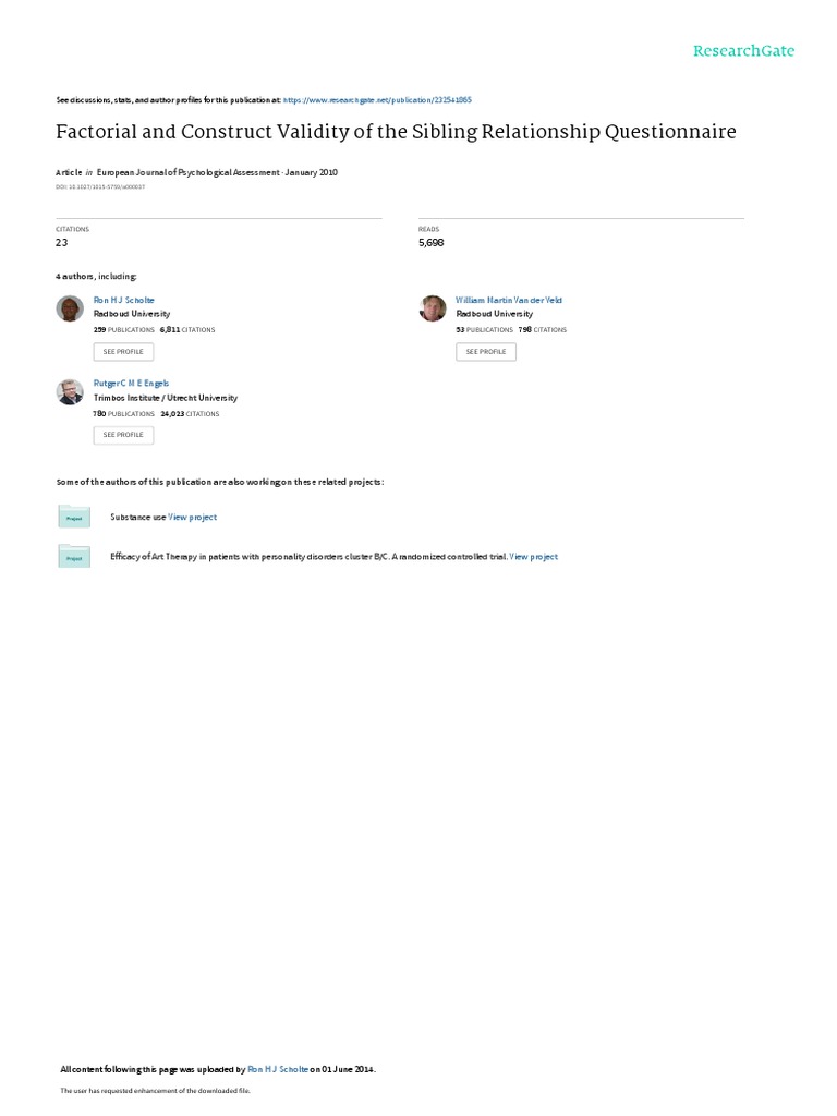 Factorial and Construct Validity of The Sibling Re | PDF | Validity (Statistics) | Sibling