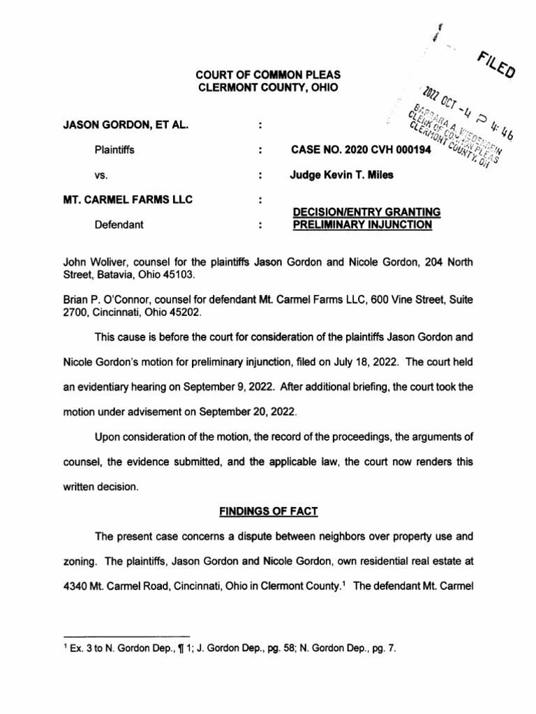 Evans-Gordon Case Order On Prel Injunction | PDF