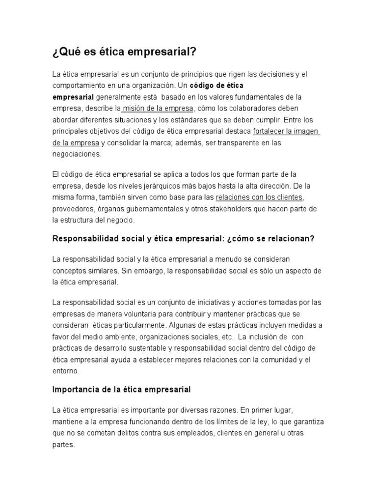 Guía sobre ética empresarial y su importancia | PDF | Ética de negocios ...