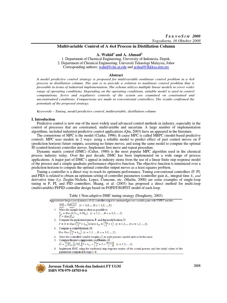 Multivariable Control of A 4x4 Process I | PDF | Mechanics | Control Theory