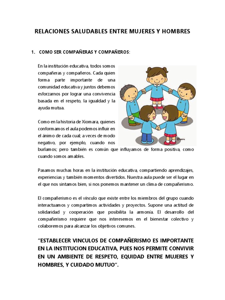 Relaciones Saludables Entre Mujeres y Hombres | PDF | Salón de clases ...