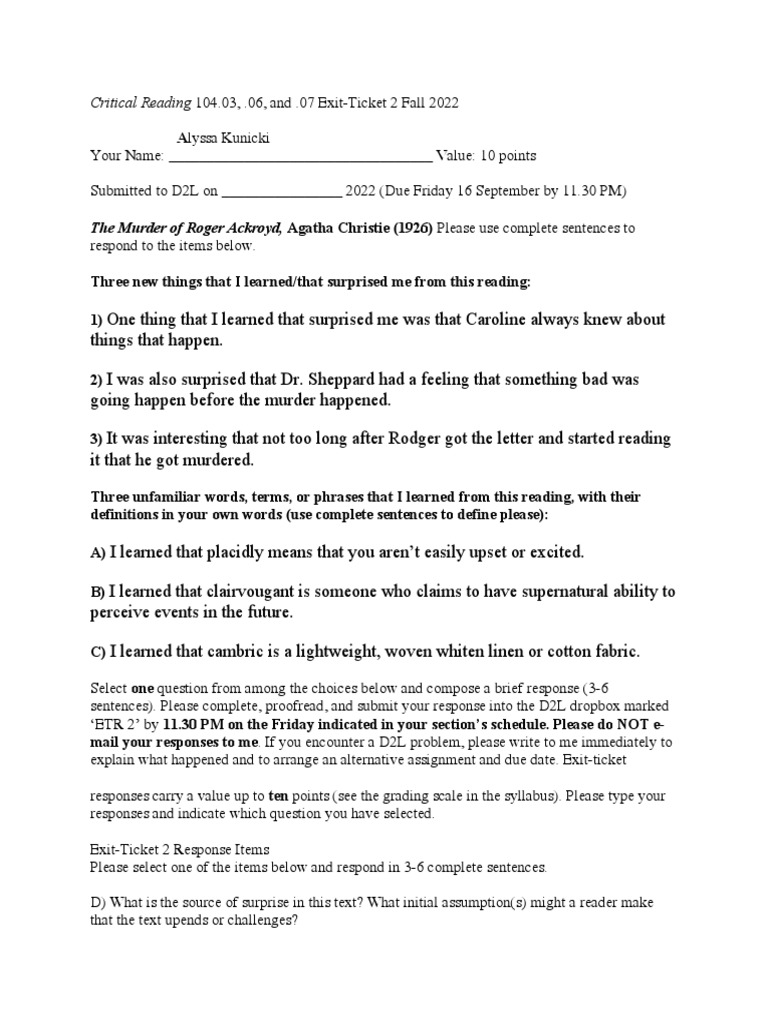 Exit-Ticket 2 | PDF | Self-Improvement