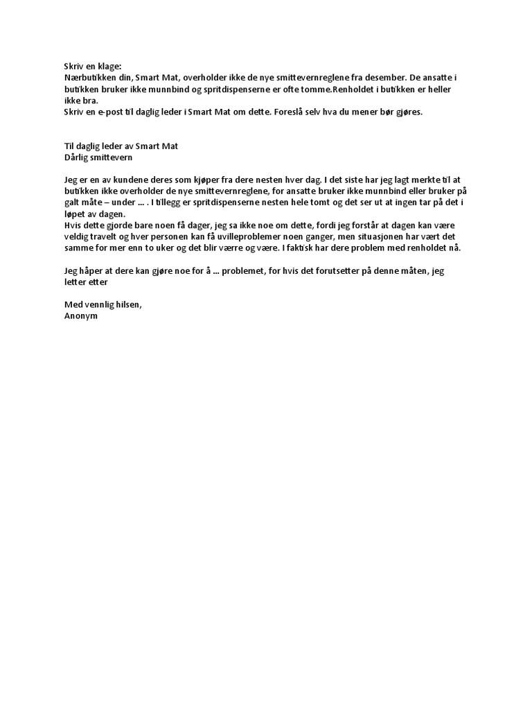 Uke 1 - Klagebrev | PDF