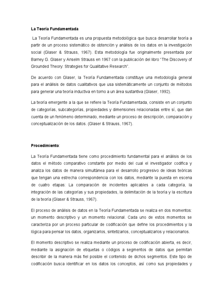 La Teoría Fundamentada | PDF | Teoría | Razonamiento inductivo