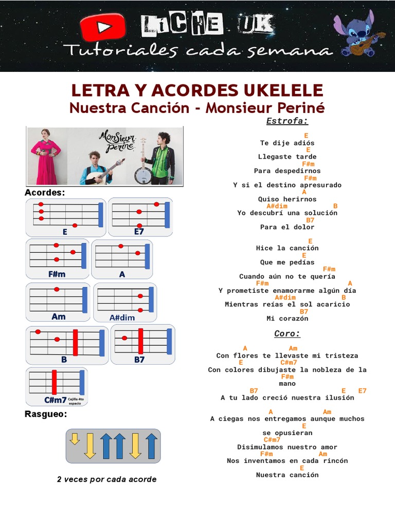 Nuestra Canción - Monsieur Periné. Letra y acordes UKELELE | PDF