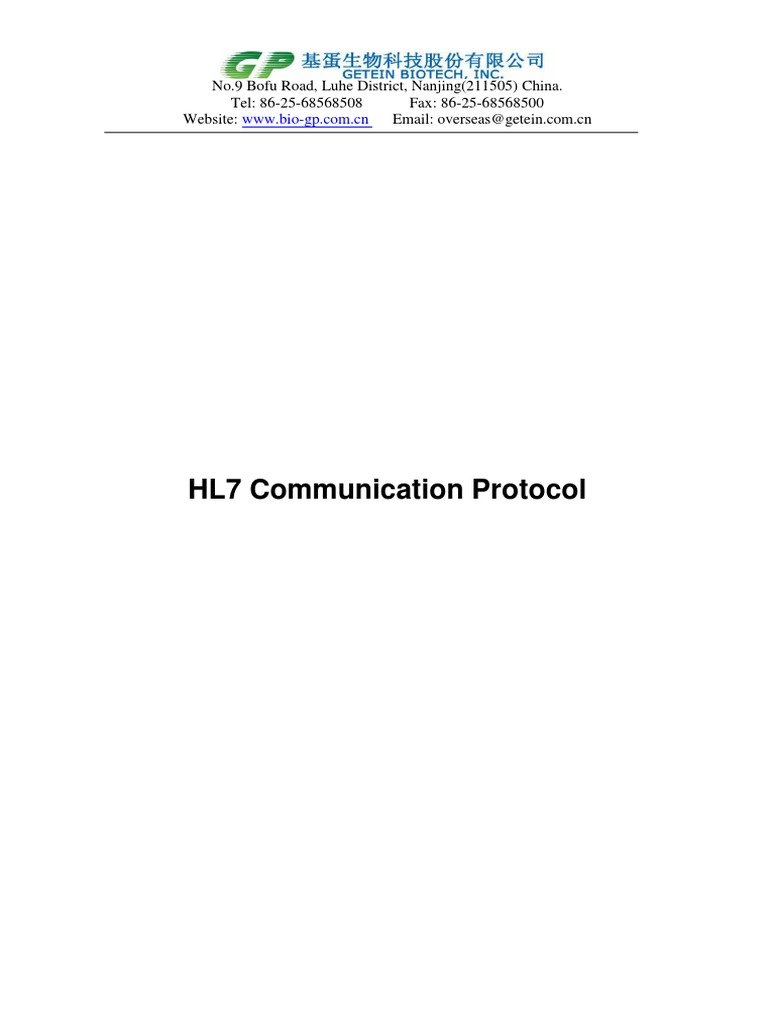 Hl7 Communication Protocol 合 Pdf Computer Network Local Area Network