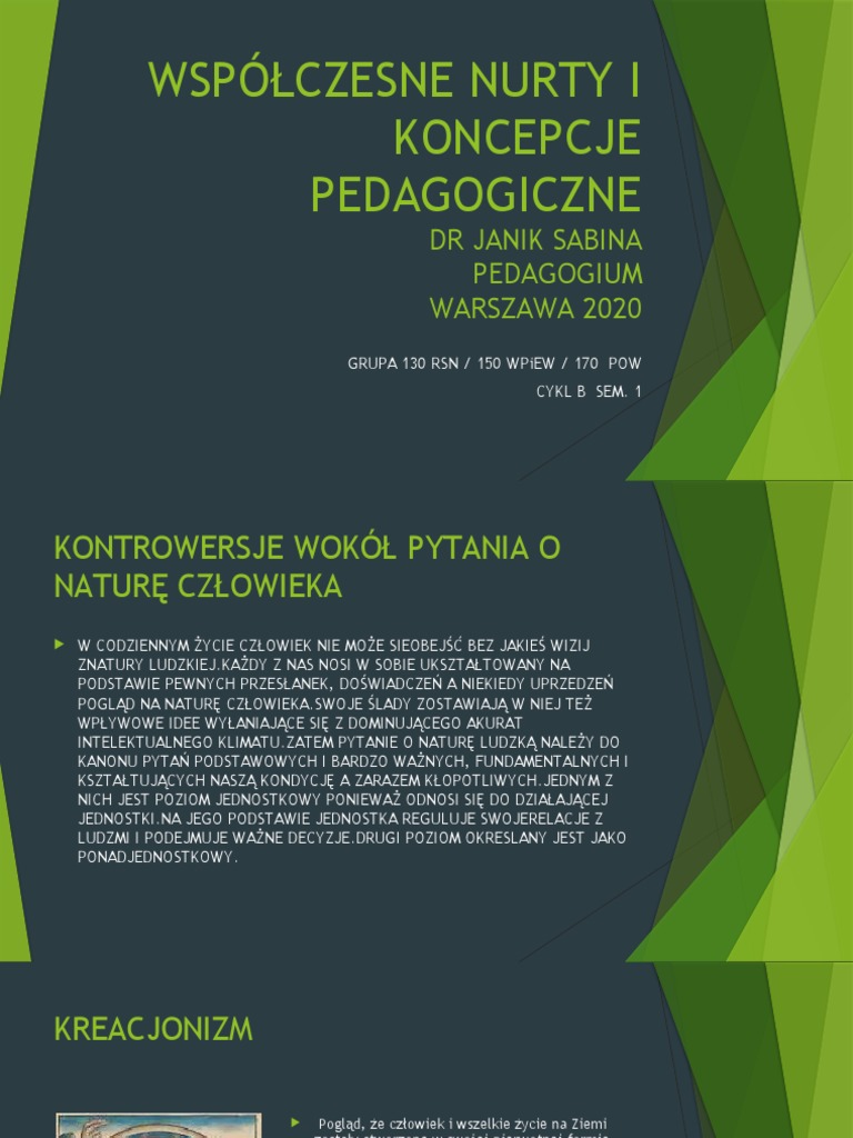 Współczesne Nurty I Kierunki Pedagogiczne | PDF