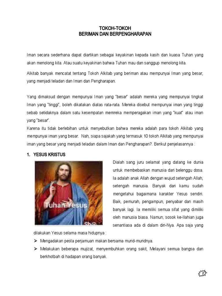 Tugas AGAMA Tokoh-Tokoh Yang Beriman Dan Berpengharapan | PDF