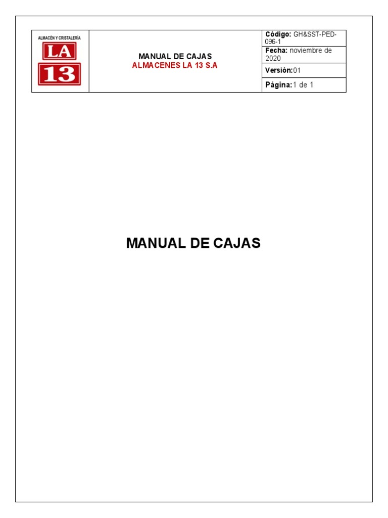 Procedimiento Cajas | PDF | Dinero | Bancario