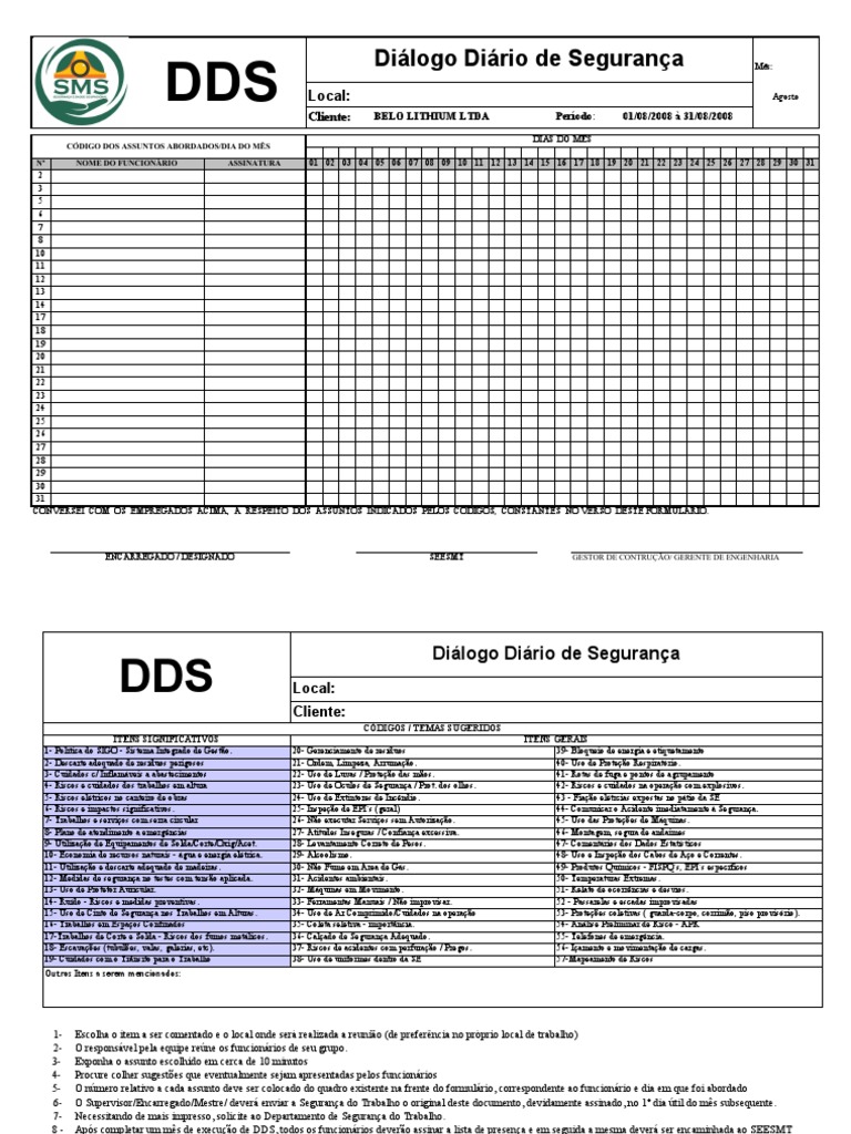Modelo Registro DDS | PDF