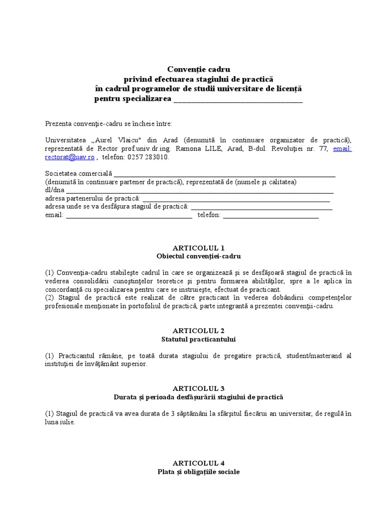 Model Conventie Practica | PDF