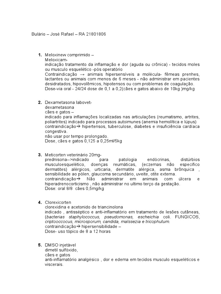 Bulário - Anti-inflamatórios e anestésicos | PDF | Remédio | Causas de morte