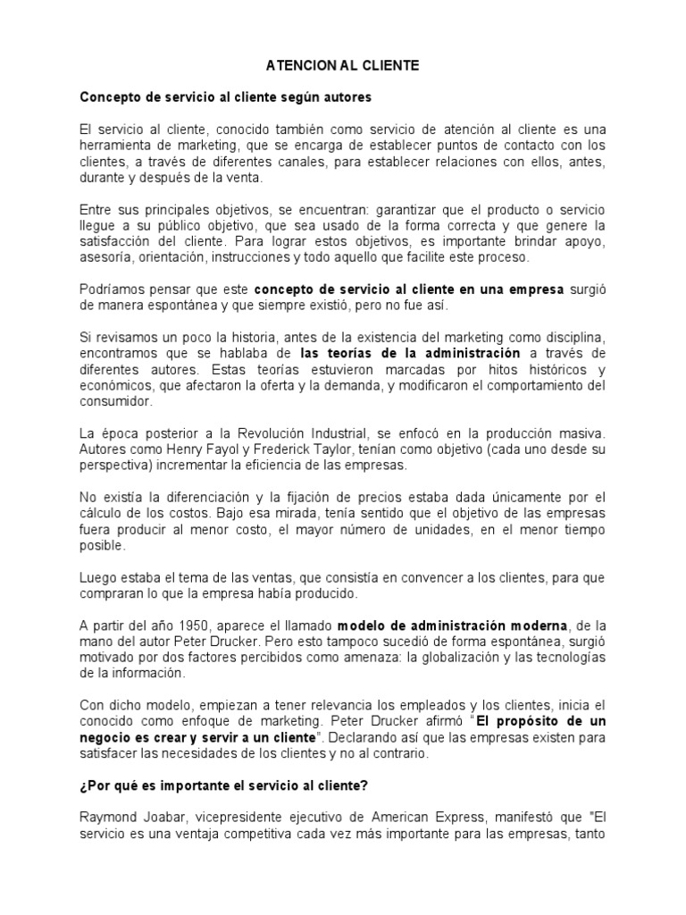 Atencion Al Cliente Informe | PDF | Marketing | Producto (Negocio)