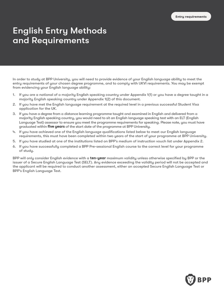 Uni English Requirements International Students PDF 1 | PDF | Bachelor ...