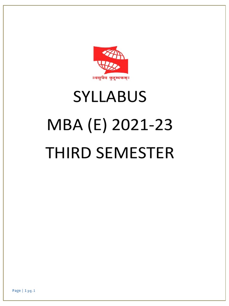 MBA (E) 2021-23, 3rd Semester All Subjects Syllabus | Download Free PDF ...