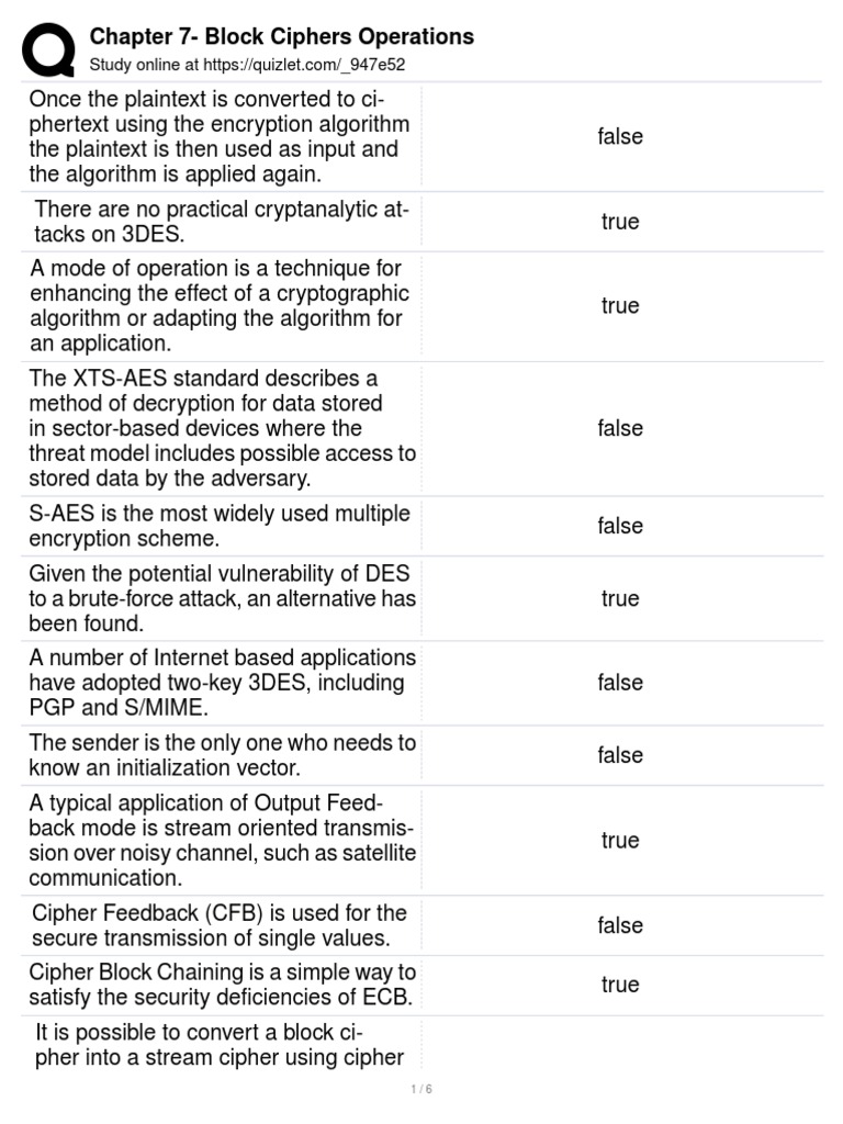 Chapter 7 Block Cipher Operation | PDF | Encryption | Cryptography