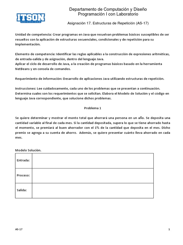 Asignación 17. Estructuras de Repetición (AS-17) | PDF | Programación ...