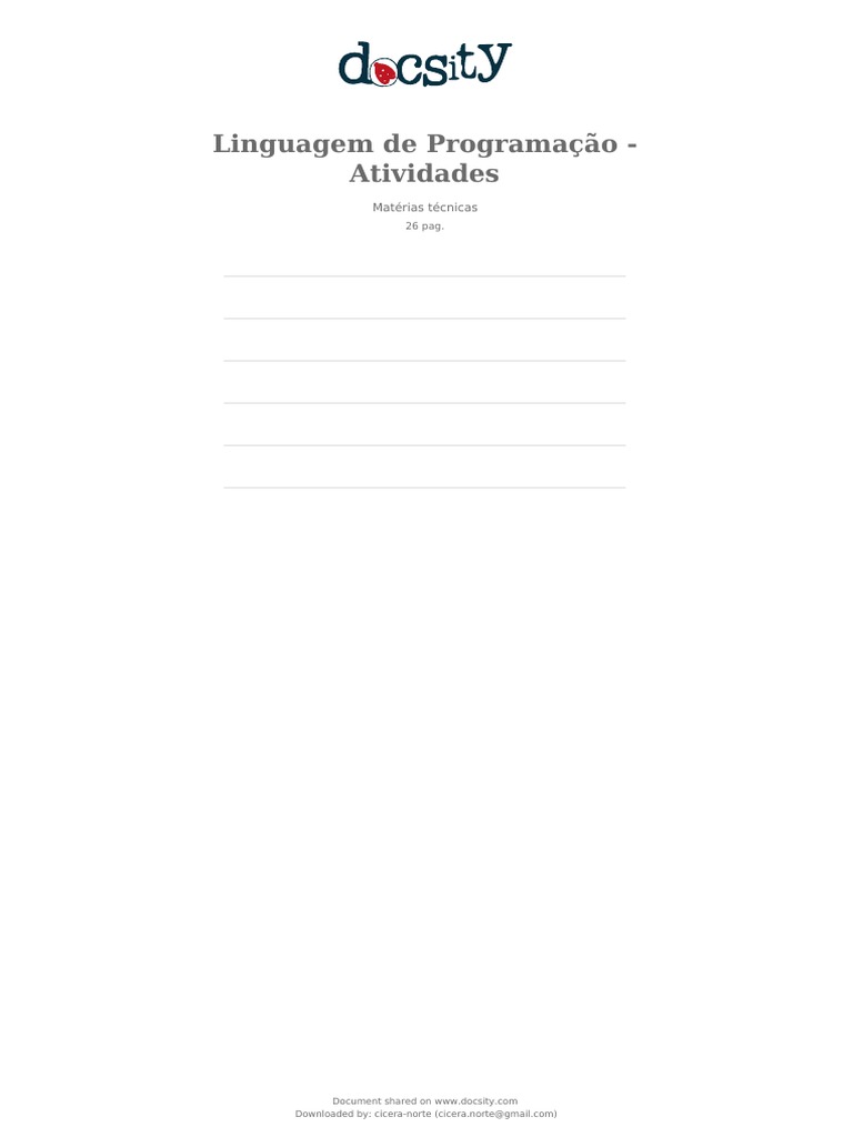 Docsity Linguagem de Programacao Atividades | PDF | Python (linguagem ... Docsity Linguagem de Programacao Atividades | PDF | Python (linguagem ...