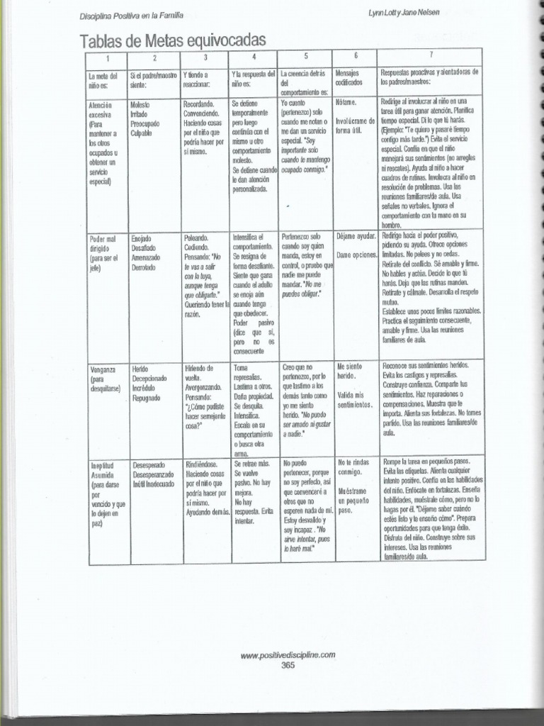 Tabla de Metas Equivocadas | PDF