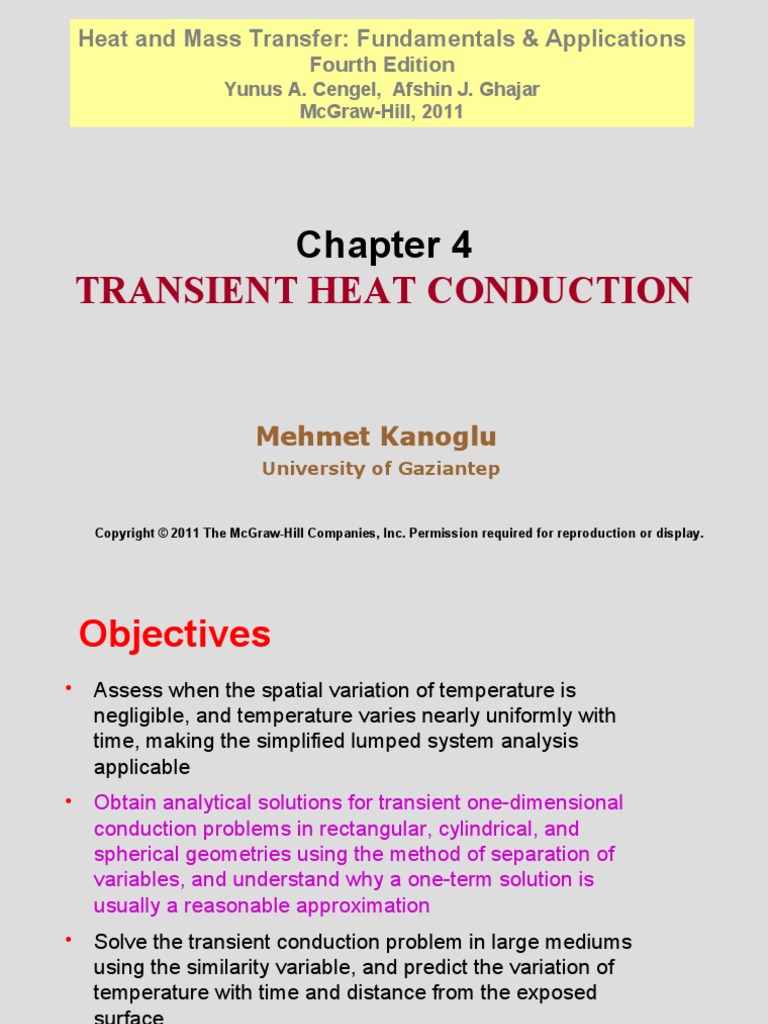 Transient Heat Conduction: Heat and Mass Transfer: Fundamentals & Applications | PDF | Thermal ...