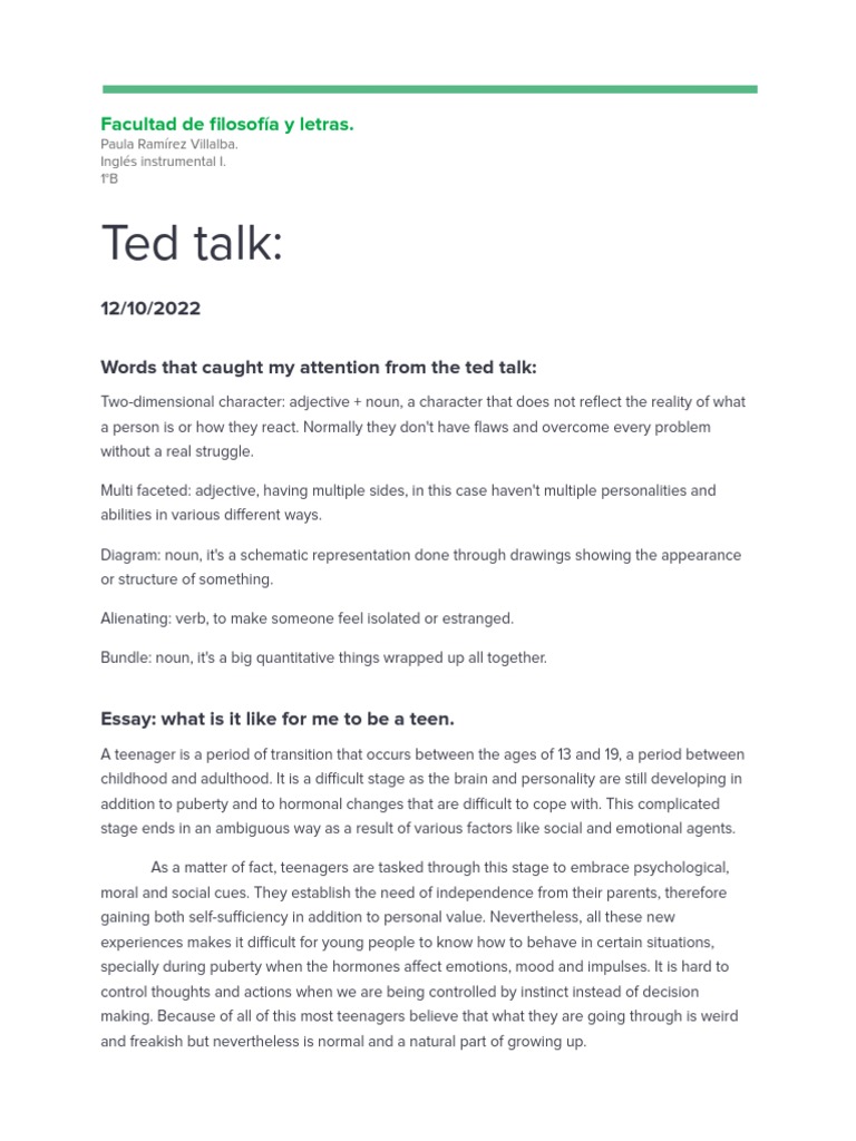 Individual Task - Ted Talk | PDF | Adolescence | Mental Disorder