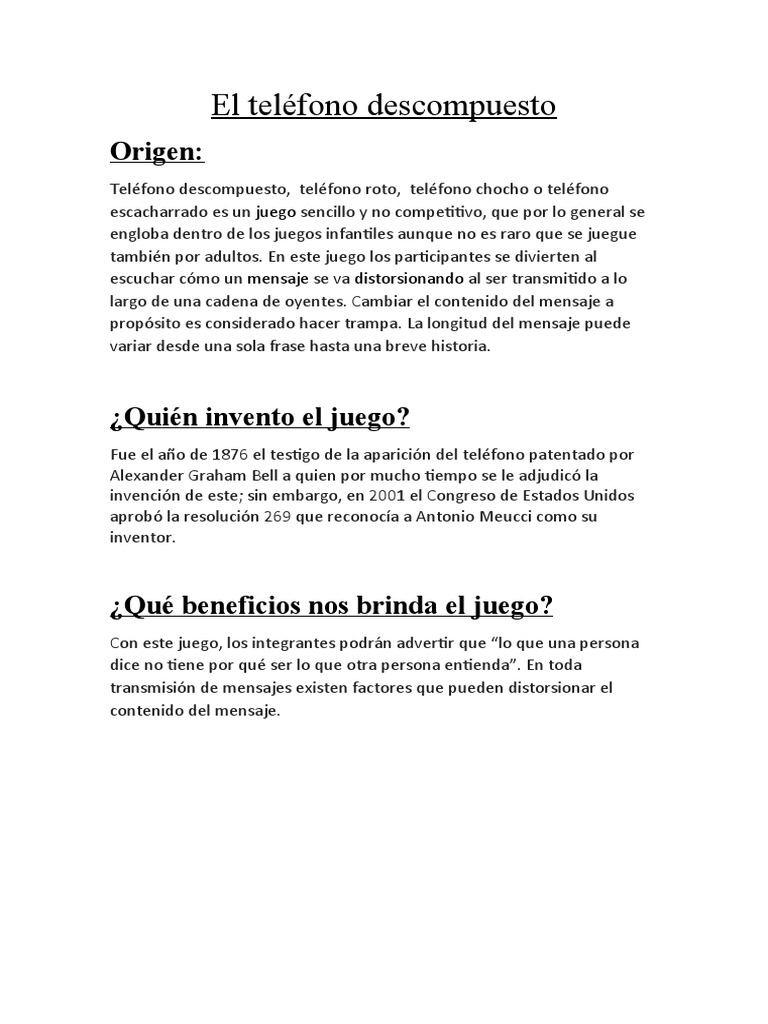 Cómo jugar al teléfono descompuesto | PDF | Juegos y actividades
