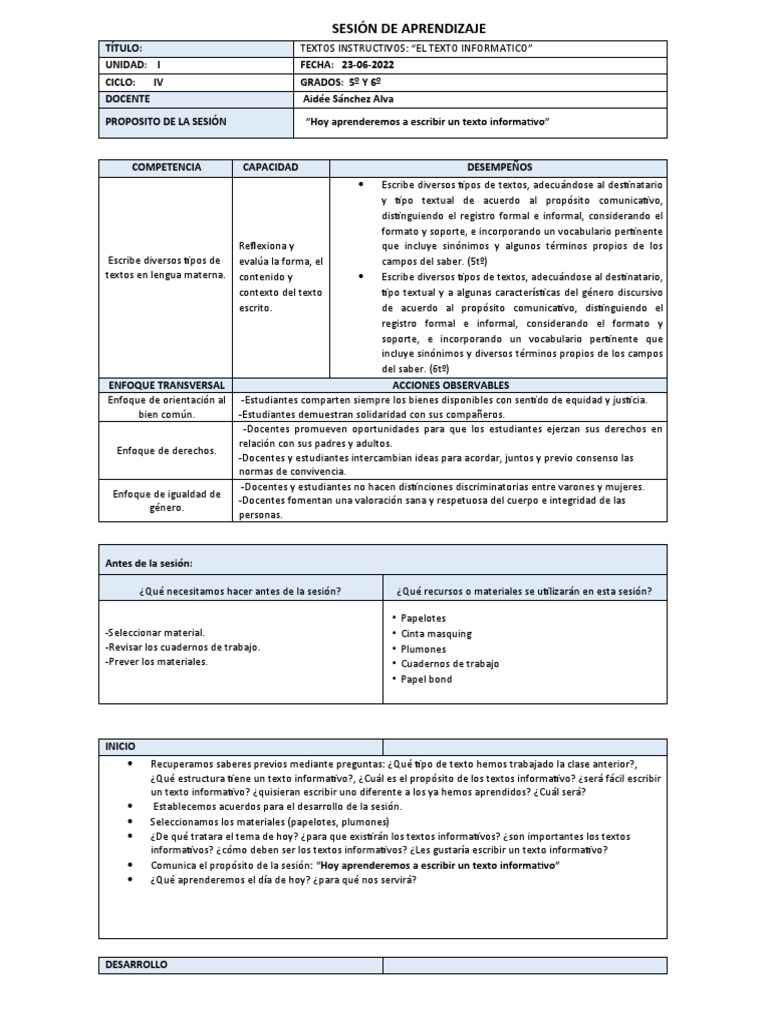 Cómo Escribir un Texto Informativo | PDF | Evaluación | Ciencia cognitiva