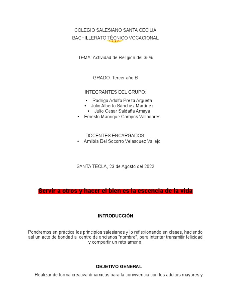 Servir A Otros y Hacer El Bien Es La Escencia de La Vida | PDF ...