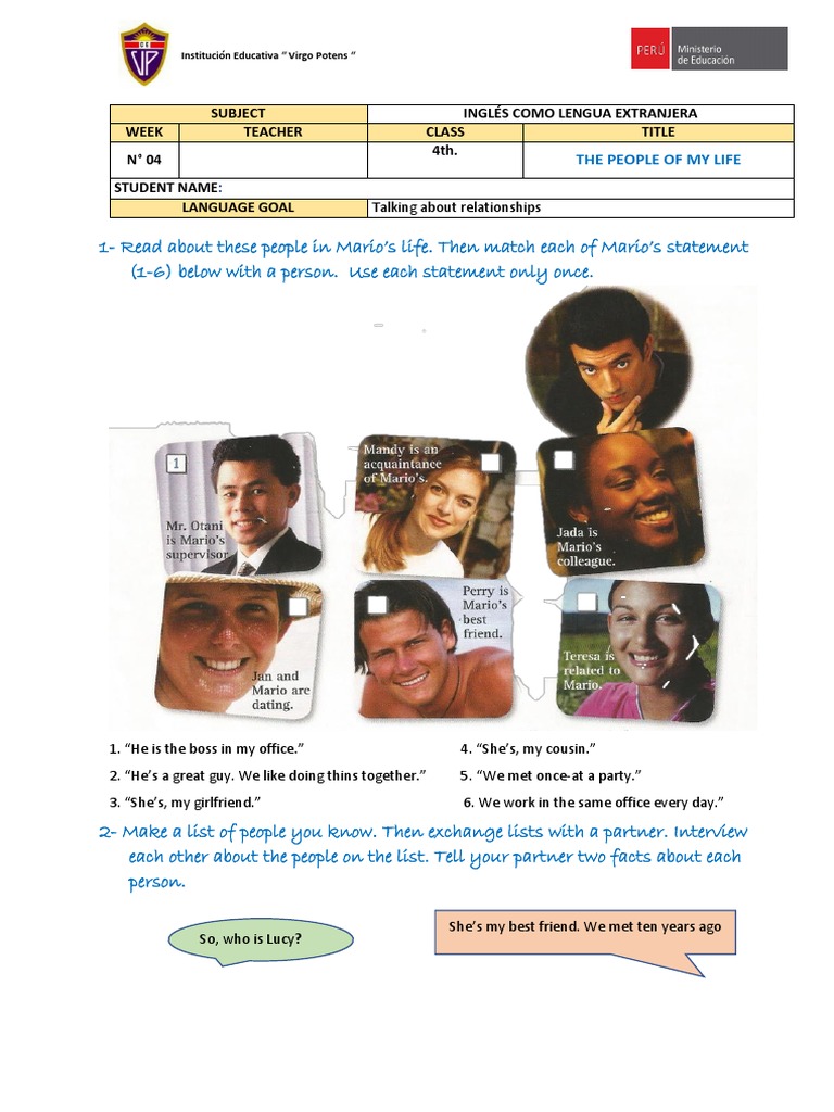 The People in My Life: Relationships Guide | PDF | Linguistics | Grammar