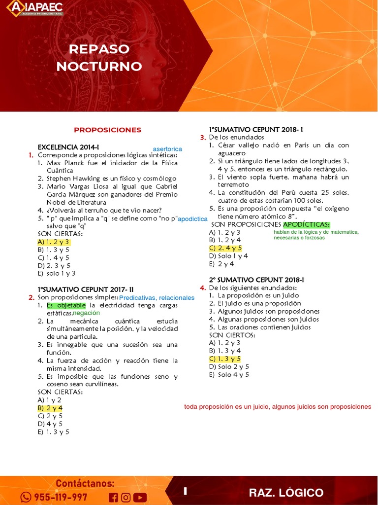 Repaso Raz. Lógico | PDF | Proposición | Lógica