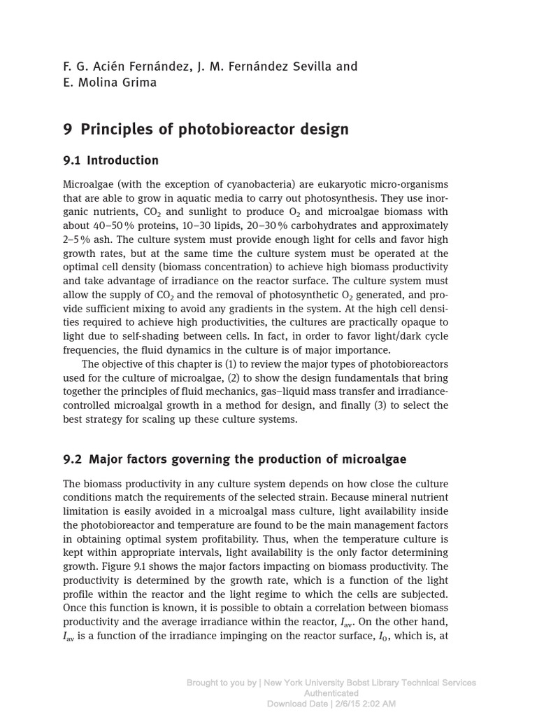 Photobioreactor Design Essentials | PDF | Carbon Dioxide | Applied And ...