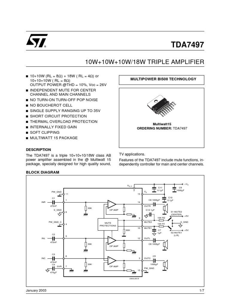 TDA7497 | Amplifier | Operational Amplifier
