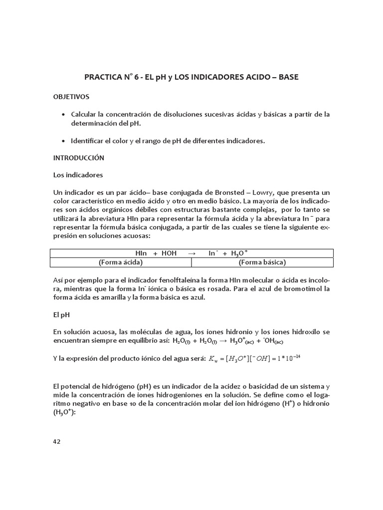PRÁCTICA PH e Indicadores de PH | PDF | Ph | Ácido