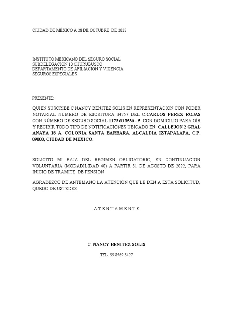 Baja Modalidad 40 Baja Imss | PDF