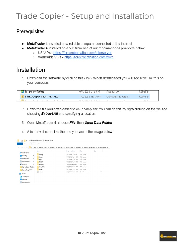 VIP - Trade Copier Installation Instruction | PDF | Computer File | Information Age