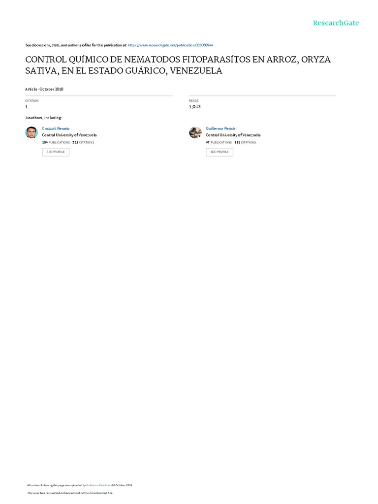 Control químico de nematodos | PDF | Arroz | Cosecha