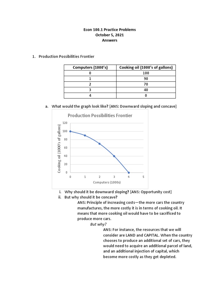 Econ 100.1 Practice Problems Answers | PDF | Economics | Economies
