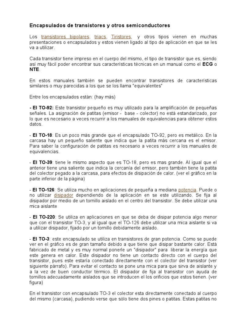 Encapsulados de Transistores y Otros Semi Conduct Ores | PDF ...