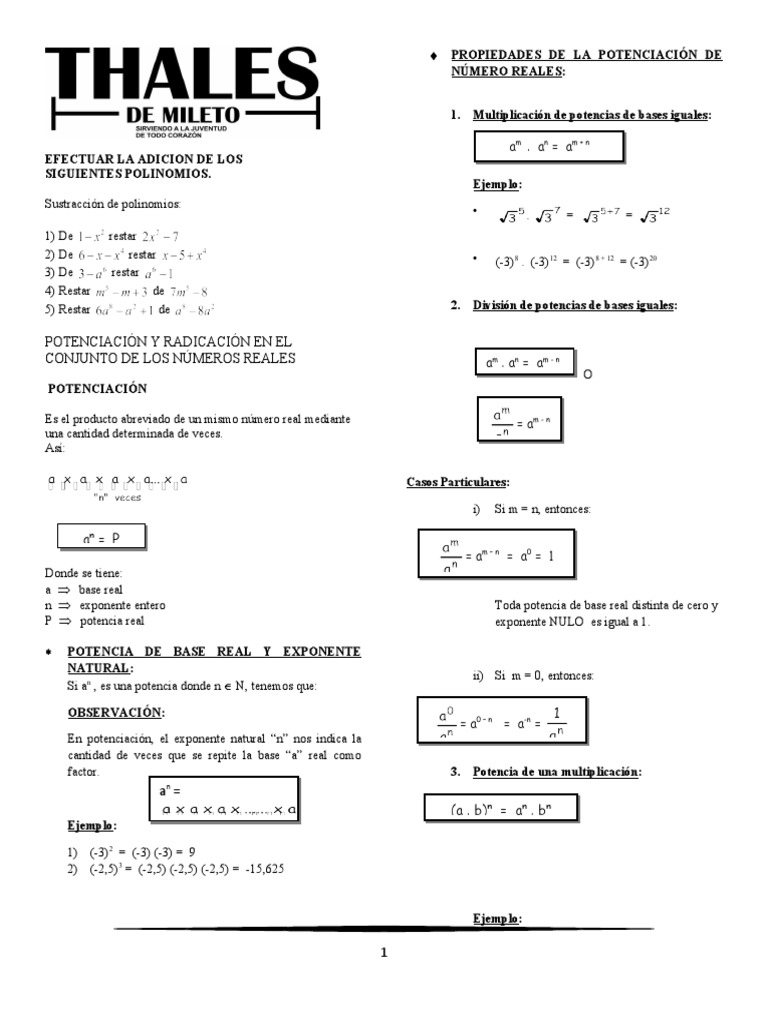 Algebra Basicos Pdf Exponenciación Multiplicación