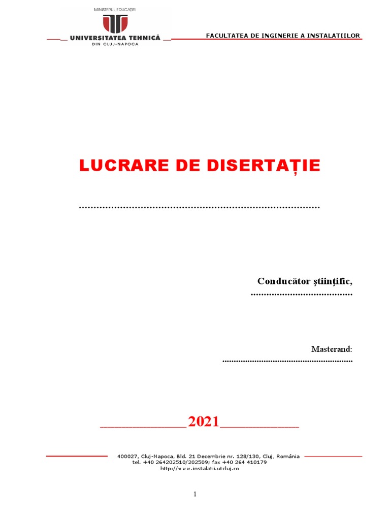 Model Lucrare de Disertatie 2021 | PDF