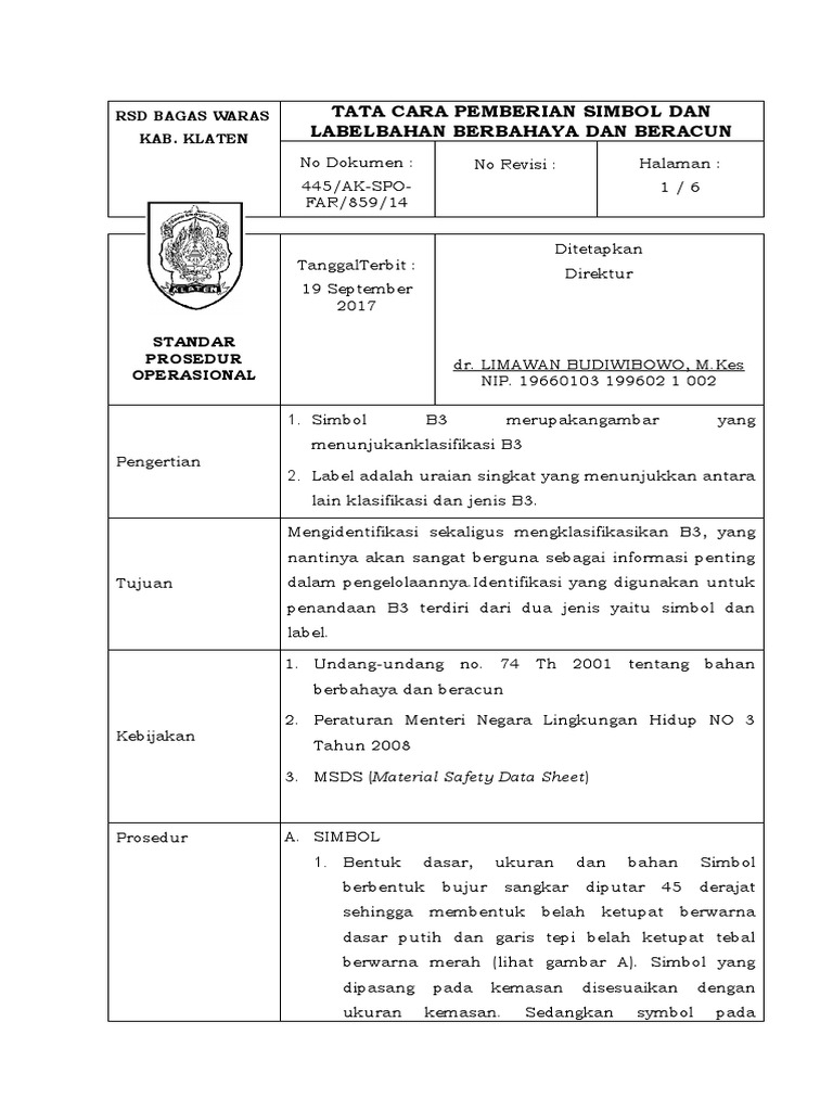 Sop TATA CARA PEMBERIAN SIMBOL DAN LABEL B3 | PDF